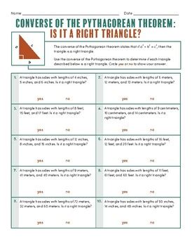 Converse Of The Pythagorean Theorem Is It A Right Triangle By Hina School