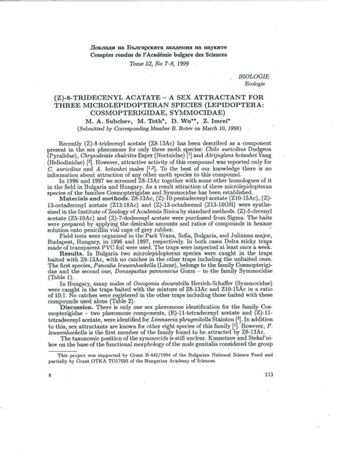 Pdf Z 8 Tridecenyl Acetate A Sex Attractant For Three