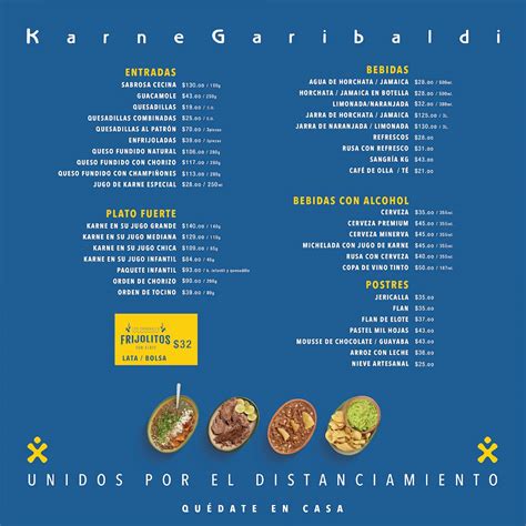 Carta Del Restaurante Karne Garibaldi Isla Chedraui Plaza México