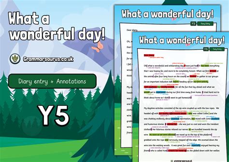 Year 5 Model Text Diary Entry What A Wonderful Day Grammarsaurus