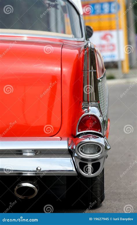 Back Of Vintage Red Car Stock Image Image Of Nostalgic 19627945
