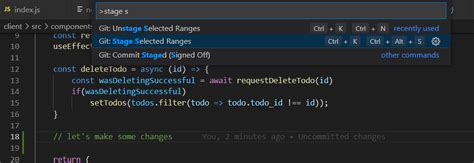 Git Vs Code How To Stage And Commit Individual Changes In A Single File Stack Overflow