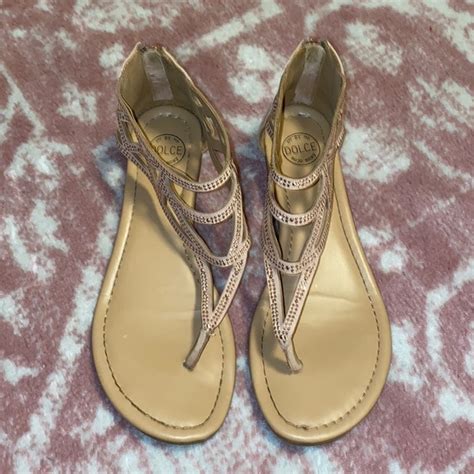 Dolce Mojo Moxy Shoes Dolce Mojo Moxy Size 9 Tan Sandal With Bronze Sequin Poshmark