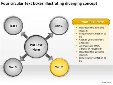 Text Boxes Illustrating Diverging Concept Ppt Circular Flow Spoke Diagram PowerPoint Slides