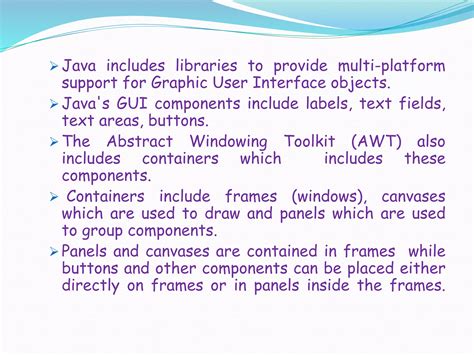 Gui Components In Java Pptx Programming Languages Computing