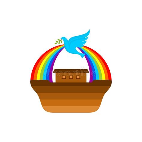 Logotipo De La Arca De Noah Arco Iris Un Símbolo Del Convenio Paloma Con Una Rama De La