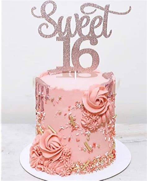 Pink And Gold Sweet 16 Cake