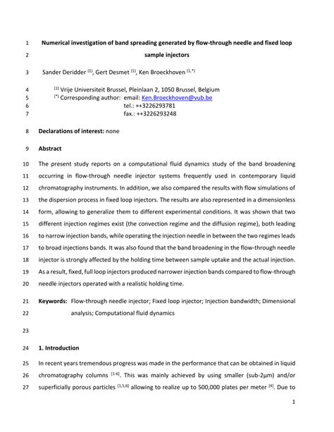 Pdf Numerical Investigation Of Band Spreading Generated By Flow