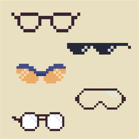 Premium Vector Glasses Set Bundle Pixel Art