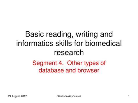 Ppt Basic Reading Writing And Informatics Skills For Biomedical