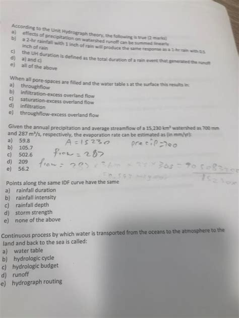 Solved According To The Unit Hydrograph Theory The