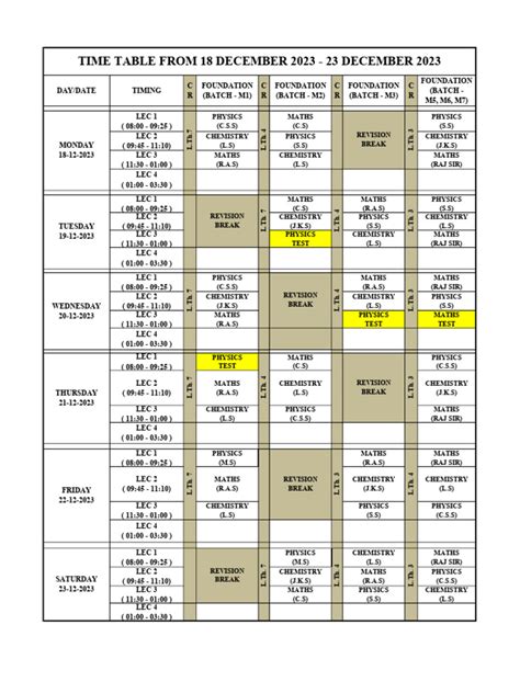 Fd Morning Time Table 4 Pdf