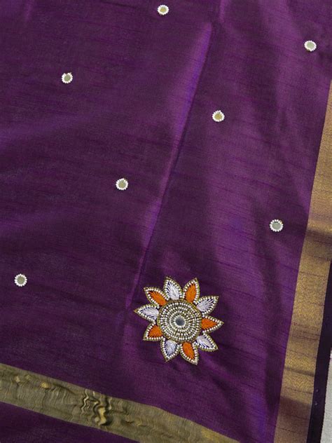 Banarasee Art Silk Dupatta With Mirror Work And Hand Embroidered Motifs
