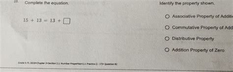 Solved Complete The Equation Identify The Property Shown Associative