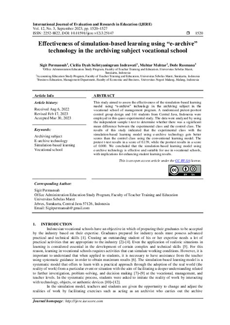 Pdf Effectiveness Of Simulation Based Learning Using “e Archive