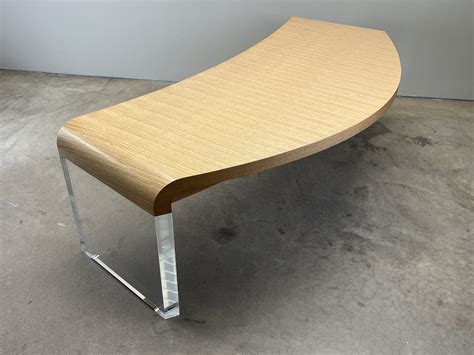Vladimir Kagan Curved Lucite And Oak Desk — Sputnik Modern