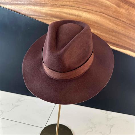 Wool Rancher Hat Wide Brim Velvet Band Hand Finished Etsy