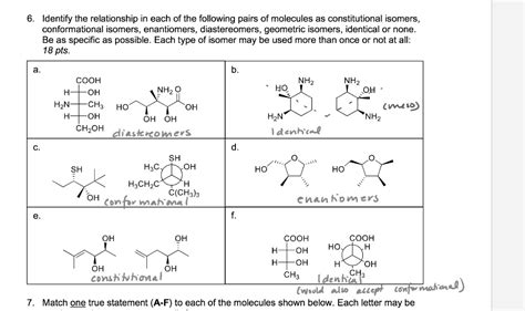 Identify The Relationship In Each Of The Following Pairs Of Molecules As Constitutional Isomers