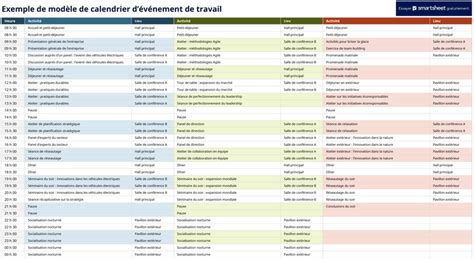 Modèle Excel Pour La Planification Dévénements Calendrier Et Gestion De Projet Modeles Fr