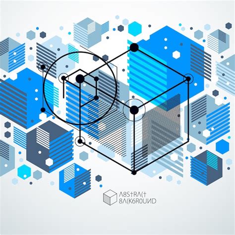 Premium Vector Geometric Technology Vector Blue Drawing 3d Technical