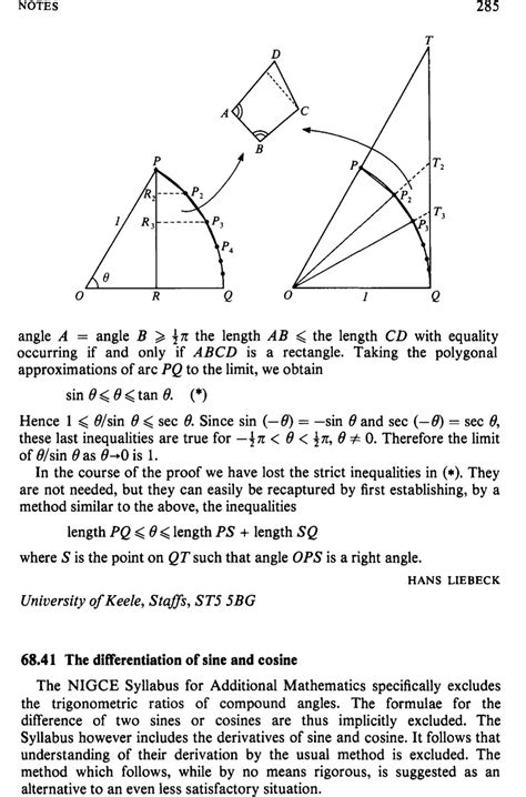68 41 The Differentiation Of Sine And Cosine The Mathematical Gazette
