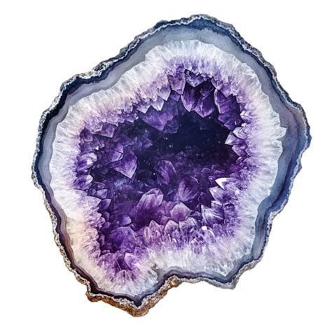 Amethyst Geode Slice Mineral Gemstone Purple Crystal Art Isolated On