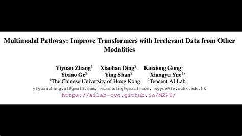 Multimodal Pathway Improve Transformers With Irrelevant Data From Other Modalities Youtube