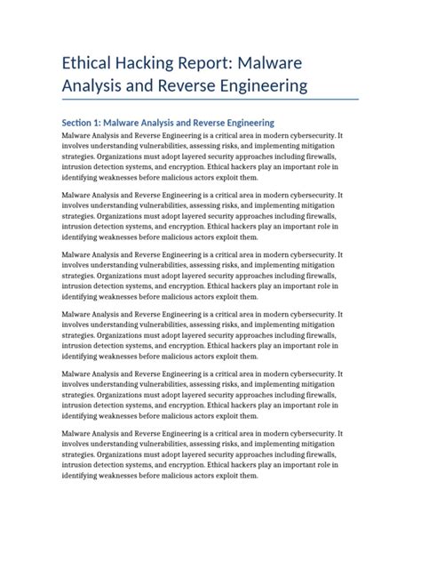 Malware Analysis And Reverse Engineering Report Pdf Security