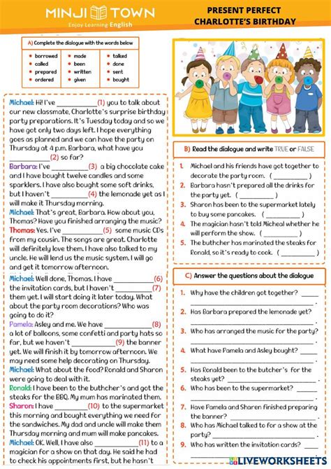 Present Perfect Reading Comprehension Pdf