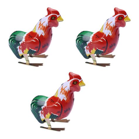 Classic Iron Tin Rooster Model Clock Toy Set For Office Desk Decoration