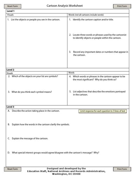 Cartoon Analysis Worksheet Pdf