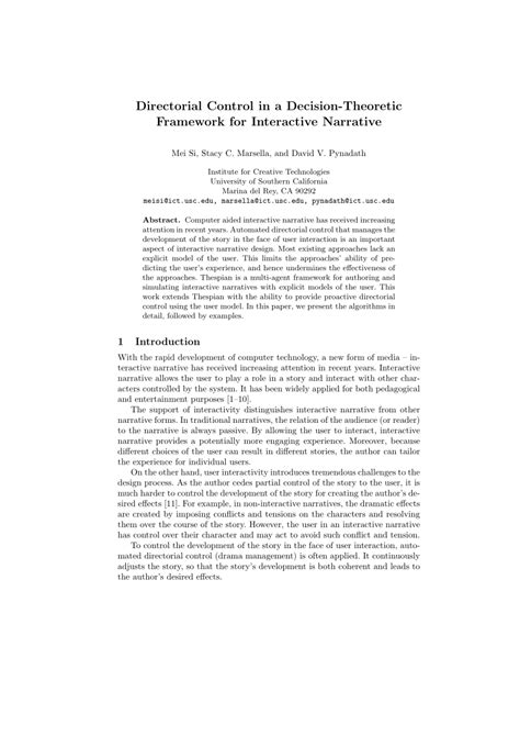 Pdf Directorial Control In A Decision Theoretic Framework For