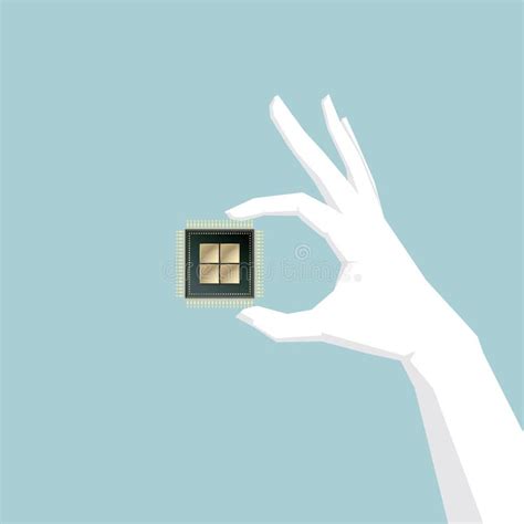 One Hand Holding Cpu Computer Chip Hand Is White Stock Vector Illustration Of Solution