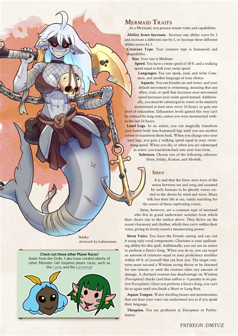 Mermaids 5e Player Race Premium Edition Dm Tuzs Ko Fi Shop