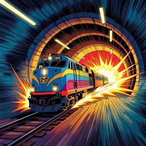 Comic Train Tunnel Comic Book Train In A Vibrant Tunnel