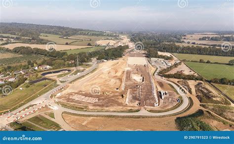 Aerial View Of The Hs2 Construction Progress In Wendover Buckinghamshire Uk Editorial Stock