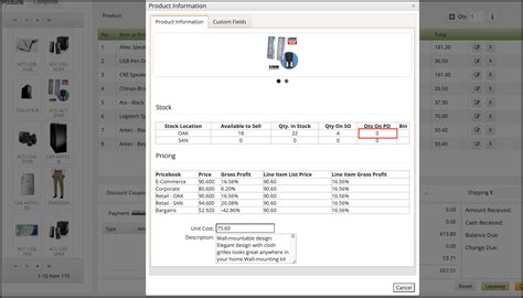 Product Info Dialog Links To Pending Orders