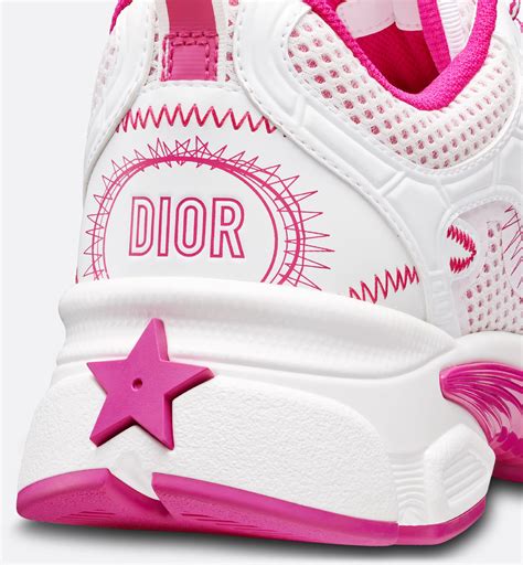 Miss Dior — Dior Chrono Sneaker White And Fuchsia Mesh With Leather