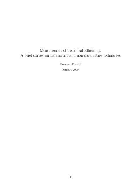 Measurement Of Technical Efficiency A Brief Survey On Parametric And Non Parametric Techniques