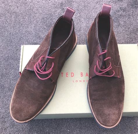 Mens Ted Baker Suede Challenge Ankle Boot Size Uk7 Brown Leather