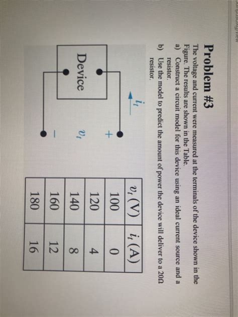 Solved Problem The Voltage And Current Were Measured At Chegg Com