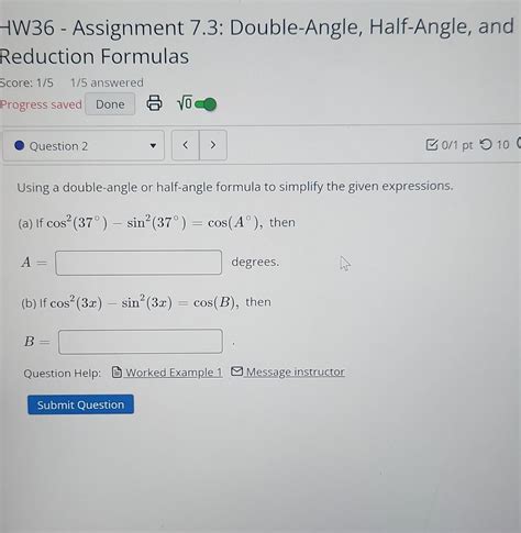 solved hw36 assignment 7 3 double angle half angle and