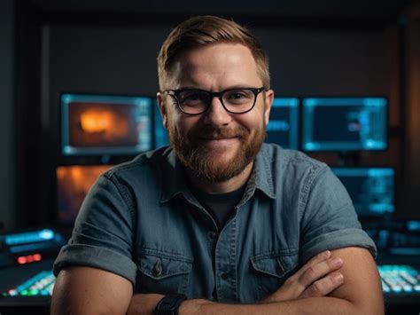 Game Developer Arms Crossed With A Relaxed Expression0 Premium Ai