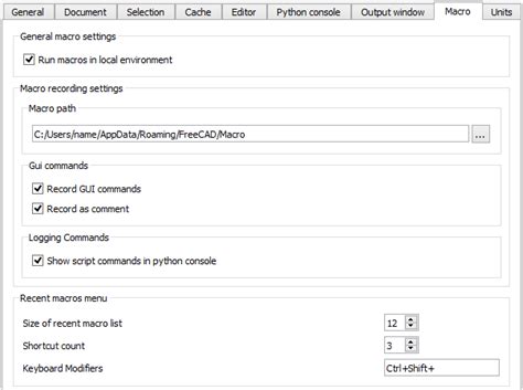 Preferences Editor FreeCAD Documentation