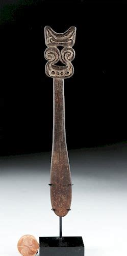 20th C Trobriand Islands Massim Wood Lime Spatula For Sale At Auction
