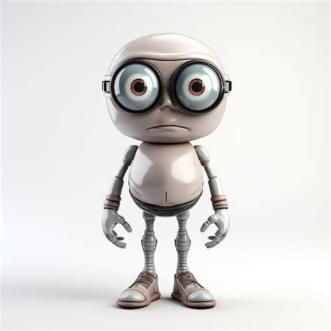 Premium Photo Cute 3d Cyclops Robot With Glasses And Intense Expressions