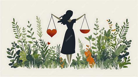 Lady Justice Holding Scales And A Heart Morality In Law Flat Design