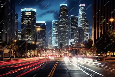 Premium Photo Downtown La At Night Photography