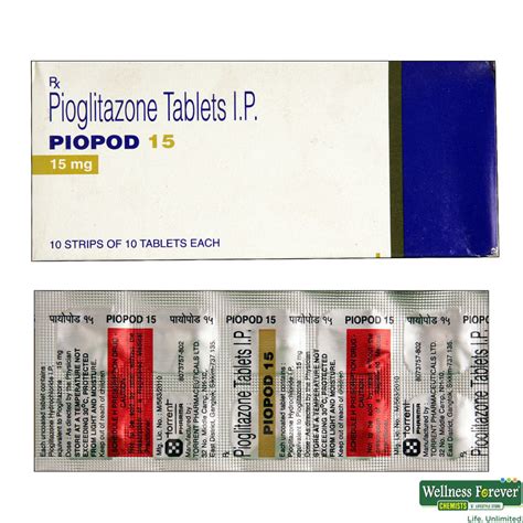Buy Piopod 15mg 10 Tablets Online At Best Prices Wellness Forever