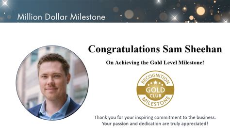 Congratulations To My Colleague Sam Sheehan On Reaching The Gold Level